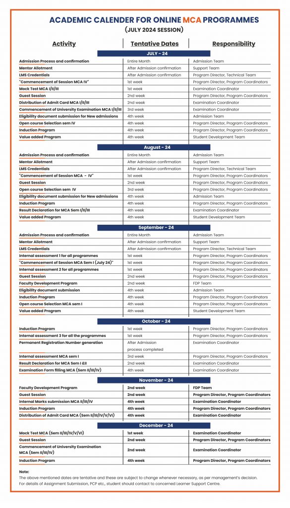 Academic Calendar – School of Online Education